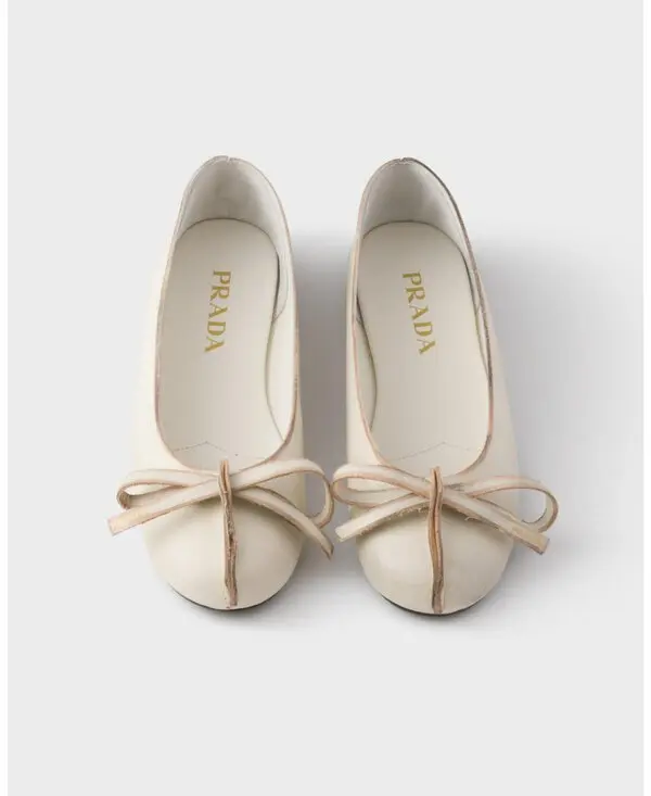 Prada Antiqued Leather Ballerinas - Neutral