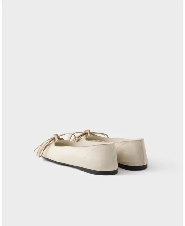 Prada Antiqued Leather Ballerinas - Neutral