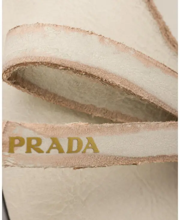 Prada Antiqued Leather Ballerinas - Neutral