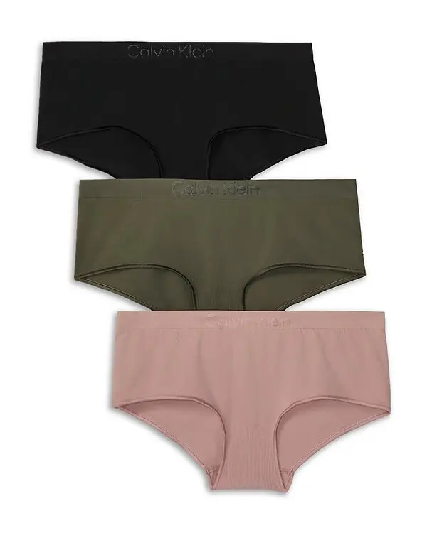 Calvin Klein Bonded Flex Seamless Boyshorts, Pack Of 3 - Black/green/subdued