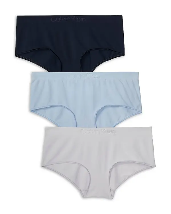 Calvin Klein Bonded Flex Seamless Boyshorts, Pack Of 3 - Shoreline/blue/silver