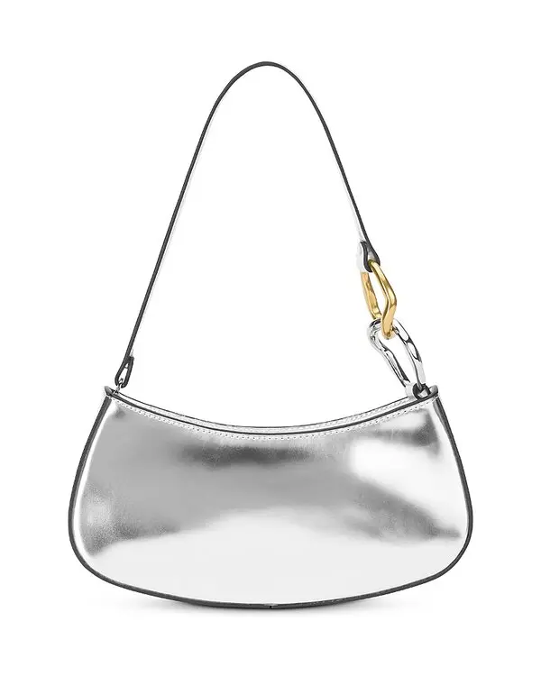Staud Ollie Leather Shoulder Bag - Chrome Leather