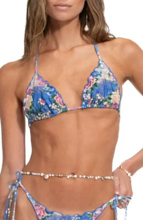 Agua Bendita Lolita Ivy Triangle Bikini Top - Blue