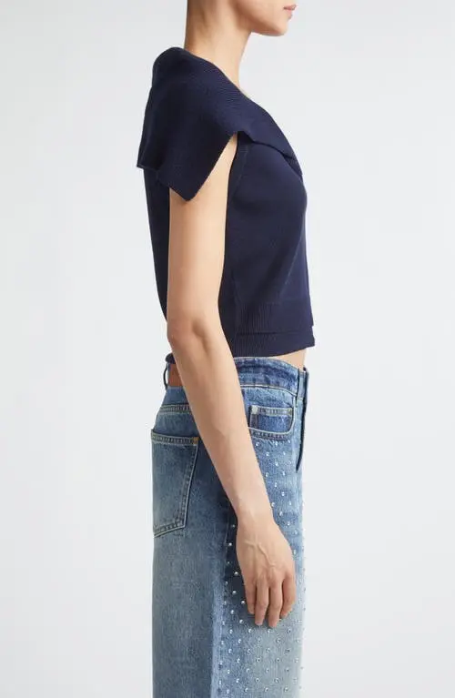 Monse Crop Sailor Collar Merino Wool Sweater