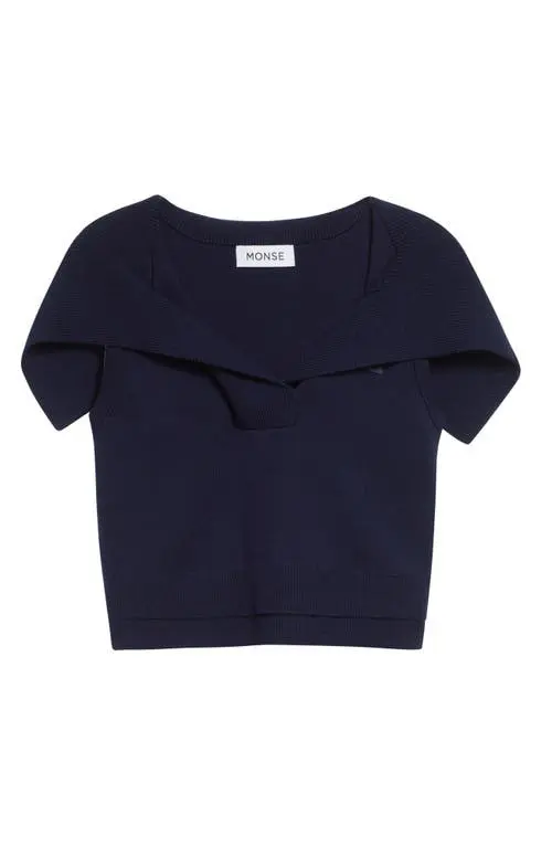 Monse Crop Sailor Collar Merino Wool Sweater