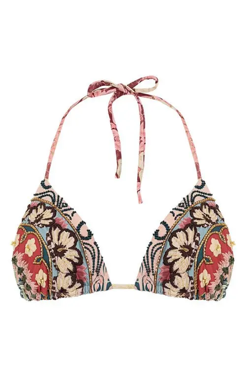 Agua Bendita Lolita Especial Plume Triangle Bikini Top - Blue