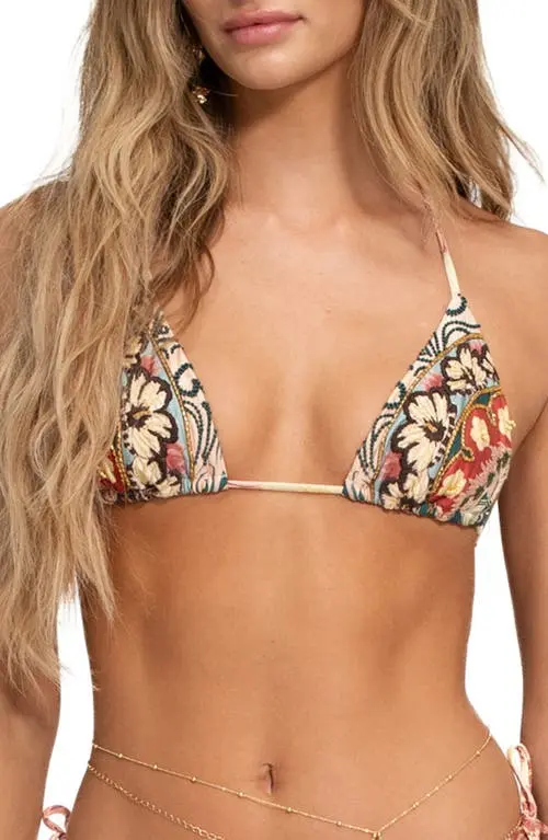 Agua Bendita Lolita Especial Plume Triangle Bikini Top - Blue