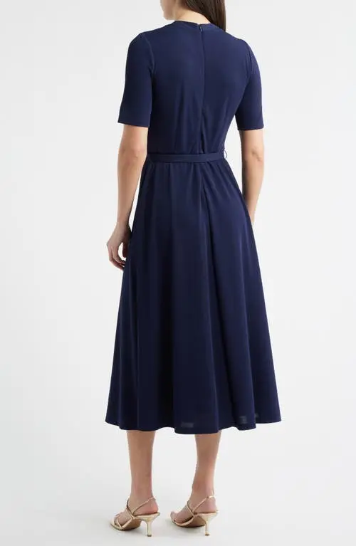 Anne Klein Twist Neck Belted Midi Dress