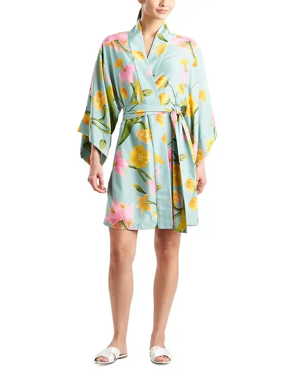 Natori Solene Matte Charmeuse Wrap Robe - Multi