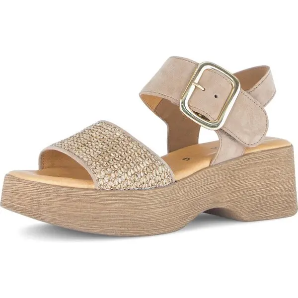 Gabor Ankle Strap Platform Sandal - Sand