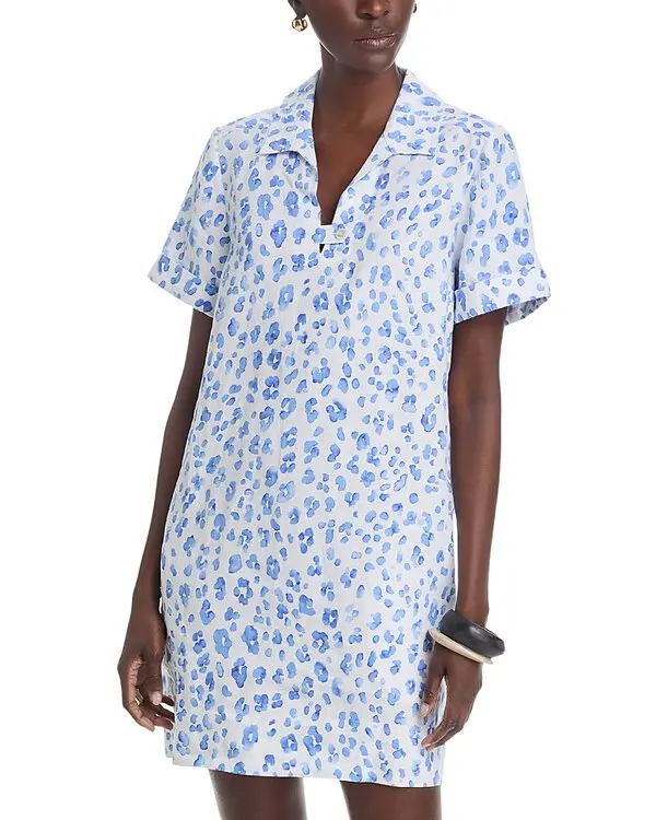 Tommy Bahama Lush Leopard Collared Dress - Grape Pool