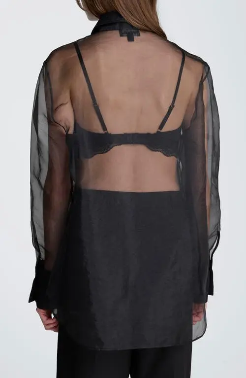 KENNETH COLE Sheer Oversized Button-up Shirt
