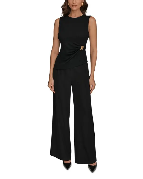 Donna Karan New York Sleeveless Gathered Top - Black