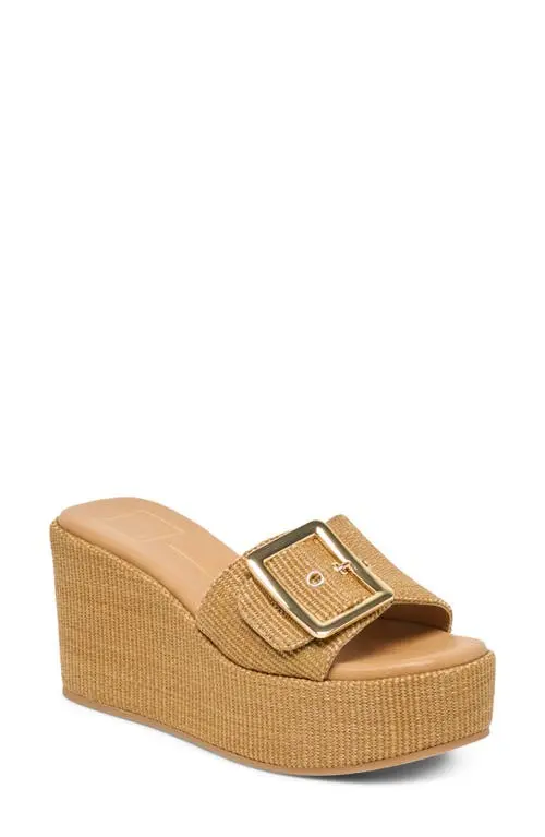 Dolce Vita Jilian Platform Wedge Sandal - Mocha Raffia