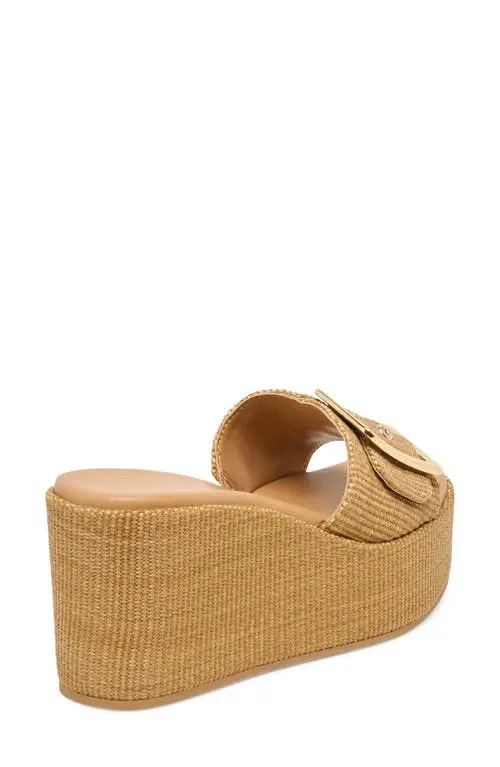 Dolce Vita Jilian Platform Wedge Sandal - Mocha Raffia