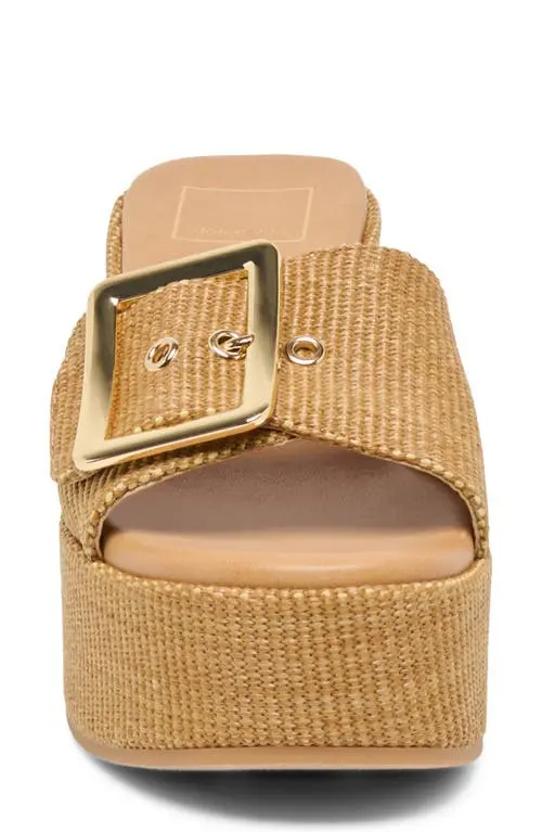 Dolce Vita Jilian Platform Wedge Sandal - Mocha Raffia