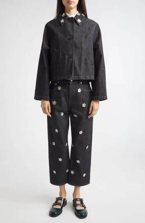 Marni Floral Embellished Carrot Fit Jeans - Emb99blublack