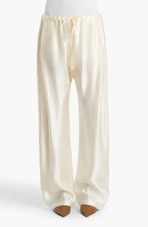 Khaite Satin Barrel Leg Drawstring Pants - Cream