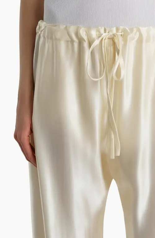 Khaite Satin Barrel Leg Drawstring Pants - Cream