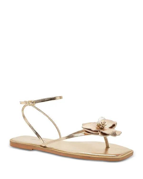 Free People Magnolia Leather Thong Sandals - Gold
