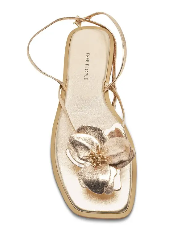 Free People Magnolia Leather Thong Sandals - Gold