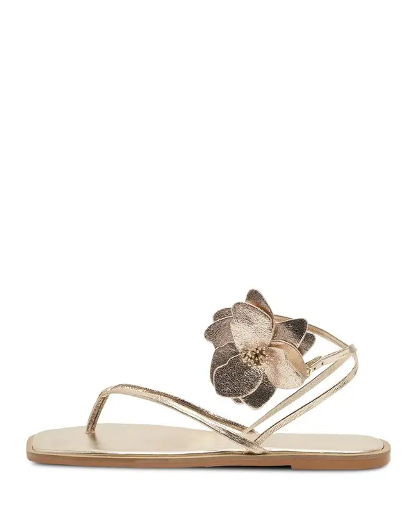 Free People Magnolia Leather Thong Sandals - Gold