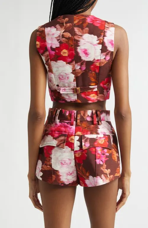 Zimmermann Luna Print Drill Vest - Chocolate Rose