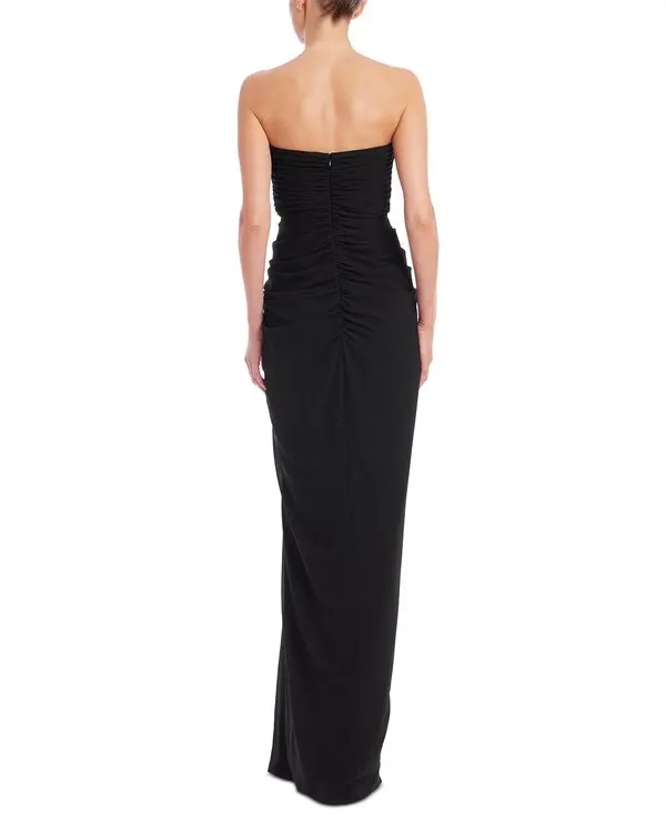 Badgley Mischka Pleated Ruffle Strapless Gown