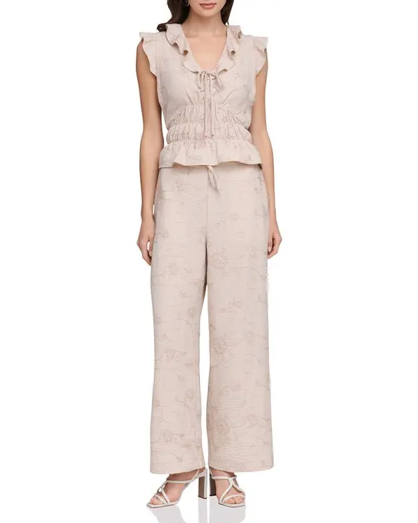 Bagatelle Embroidered Tie Front Smock Top