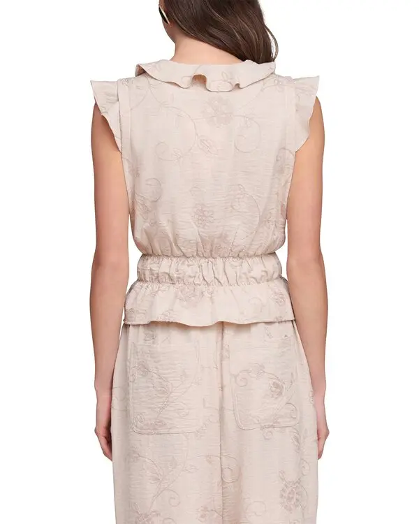Bagatelle Embroidered Tie Front Smock Top