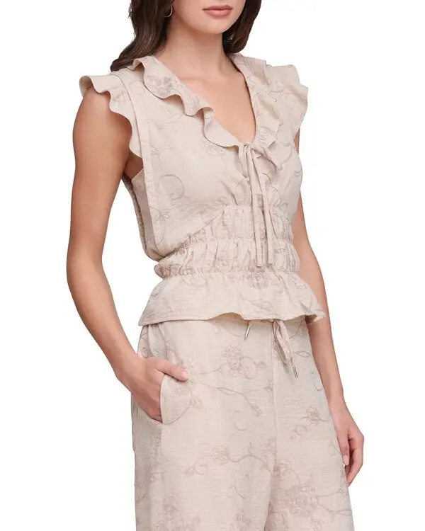 Bagatelle Embroidered Tie Front Smock Top