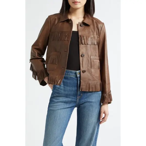 NILI LOTAN Lazare Fringe Leather Jacket