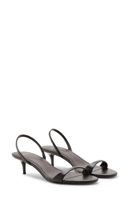 Mango Kitten Heel Slingback Sandal - Chocolate