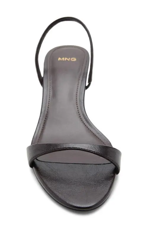 Mango Kitten Heel Slingback Sandal - Chocolate