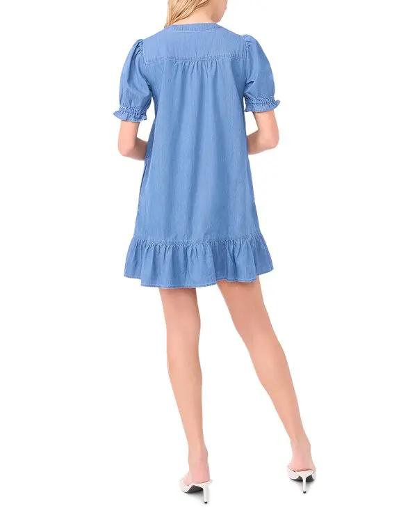 CECE DUPRAZ Denim Ruffle Trapeze Dress