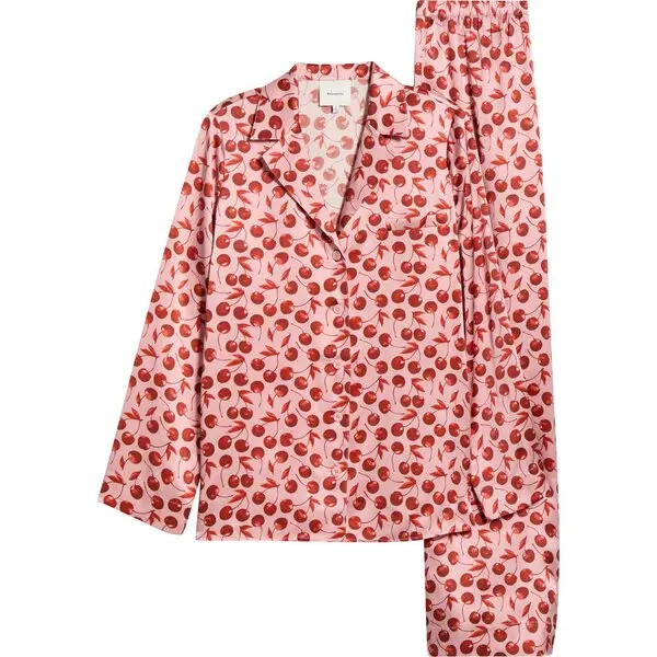 REFORMATION Ella Silk Pajamas - Cherry On Top