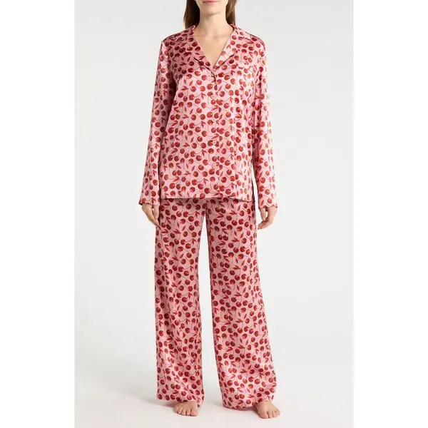 REFORMATION Ella Silk Pajamas - Cherry On Top