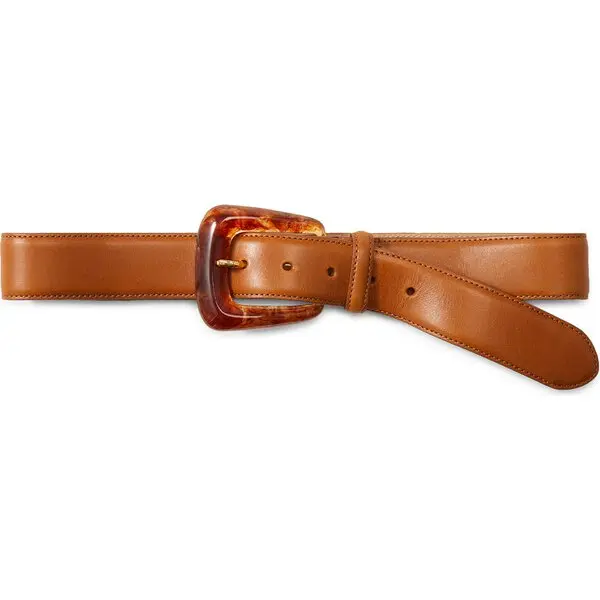 Veronica Beard Resin Buckle Leather Belt - Hazelwood