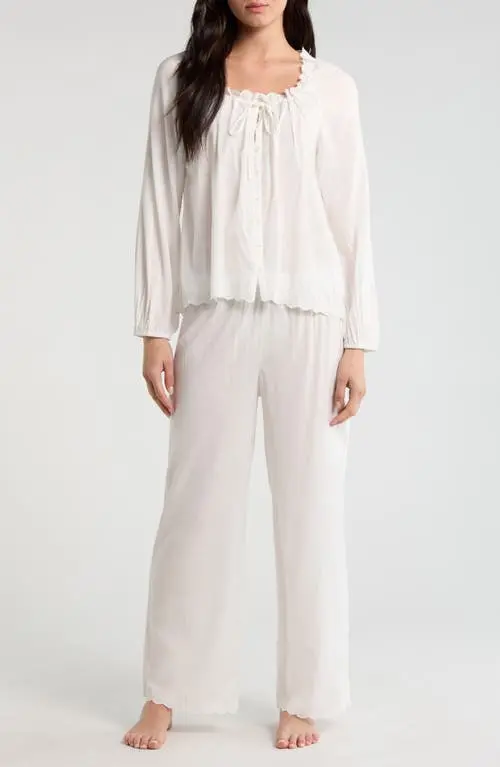 REFORMATION Paloma Relaxed Fit Organic Cotton Blend Pajamas - Ivory