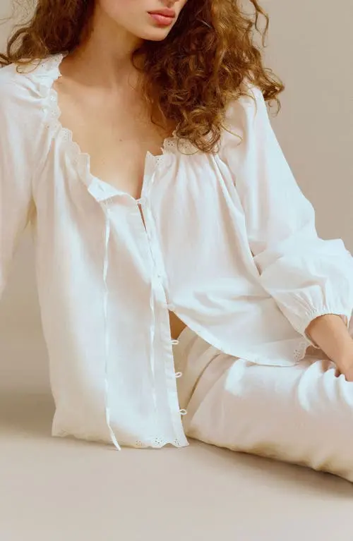 REFORMATION Paloma Relaxed Fit Organic Cotton Blend Pajamas - Ivory