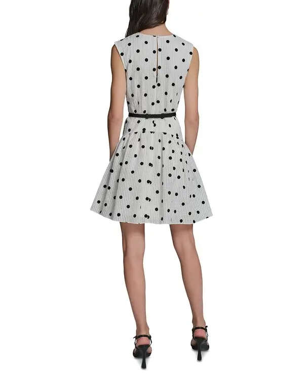 Karl Lagerfeld Paris Polka Dot Seersucker A-line Dress