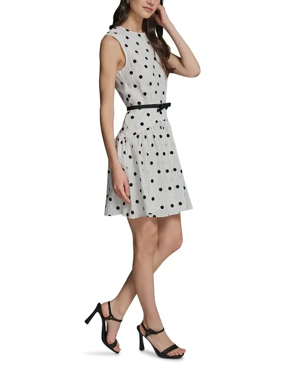 Karl Lagerfeld Paris Polka Dot Seersucker A-line Dress