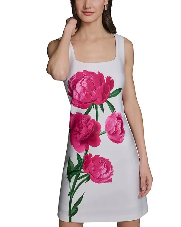 Karl Lagerfeld Paris Floral Printed A-line Dress - Soft White Combo