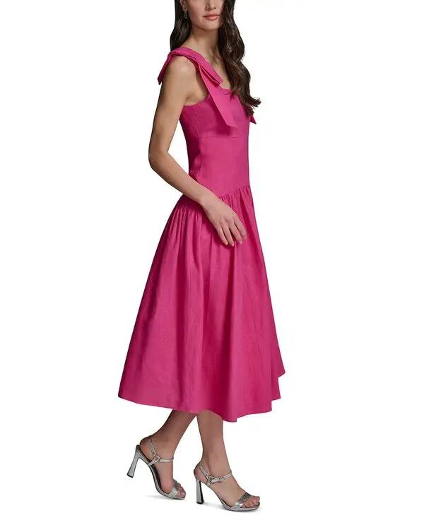 Karl Lagerfeld Paris Square Neck Tie Shoulder Midi Dress