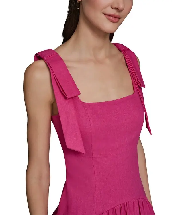 Karl Lagerfeld Paris Square Neck Tie Shoulder Midi Dress