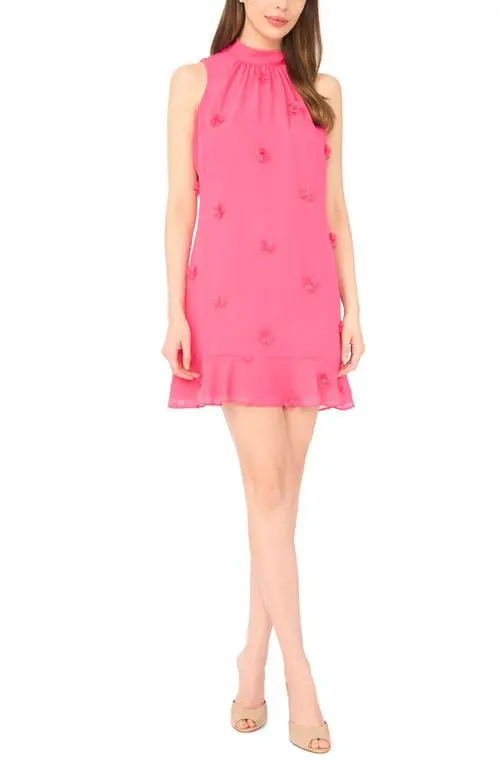 CECE DUPRAZ Floral Appliqué Shift Minidress