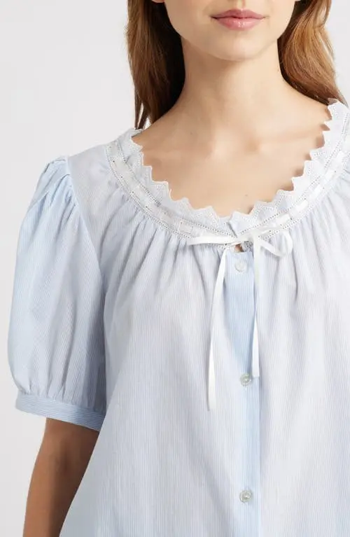 FRAME The Serene Eyelet Trim Cotton Top - Powder Blue Multi