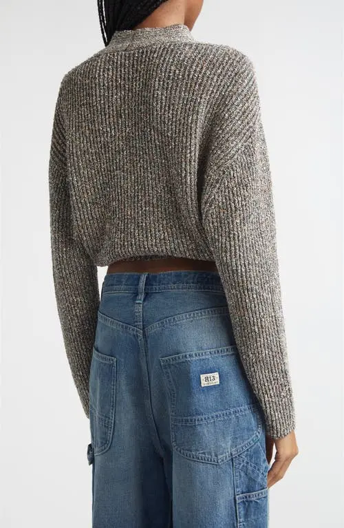 R13 Split Hem Rib Crop Cardigan