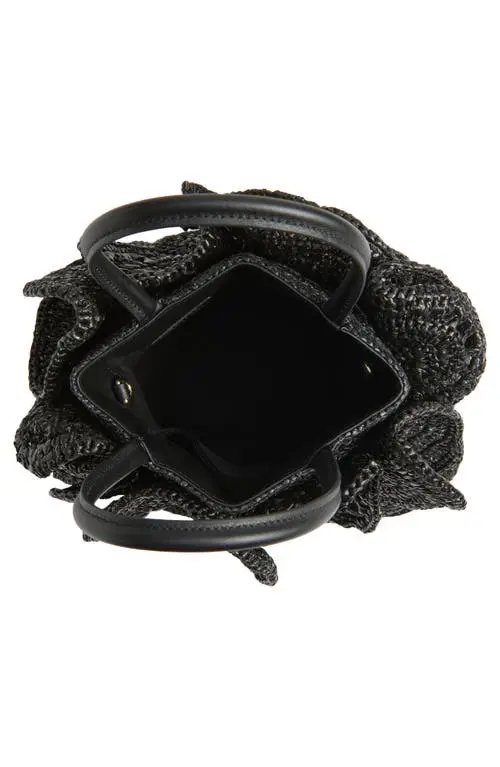 Farm Rio Woven Flower Handbag - Black