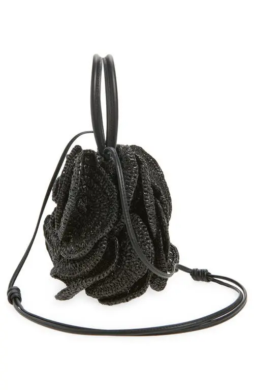 Farm Rio Woven Flower Handbag - Black
